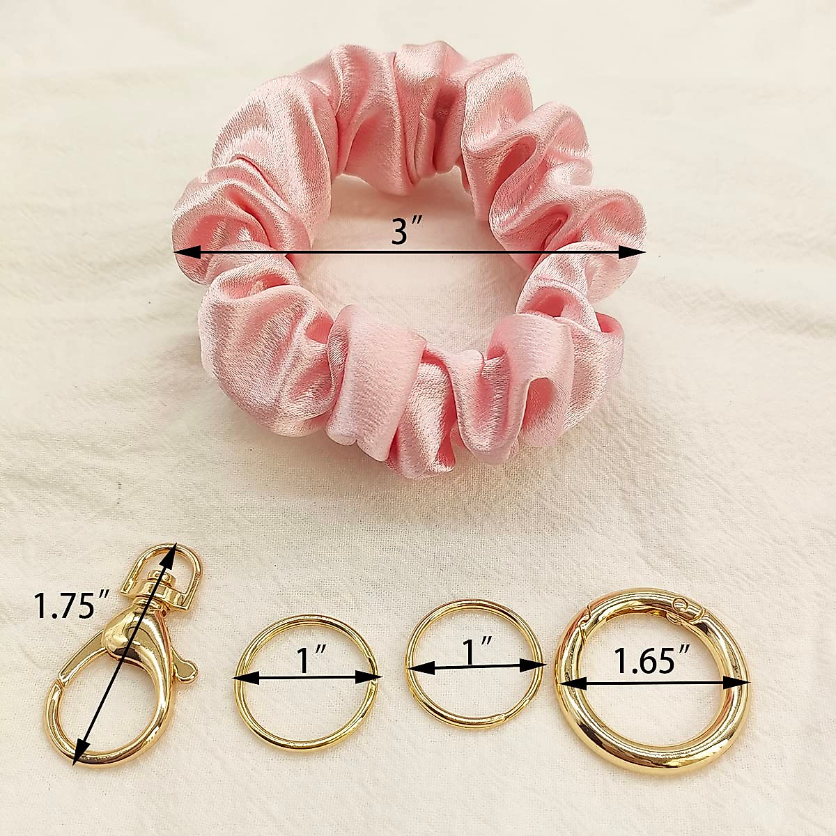 Junyuerly Wrist Strap Key Chain Elastic Scrunchie Bracelet Multifunctional Key Ring for Women (Style B -pink)