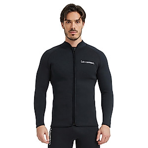 Lemorecn Men’s 3mm Wetsuits Jacket Long Sleeve Neoprene Wetsuits Top(2031blackXL)