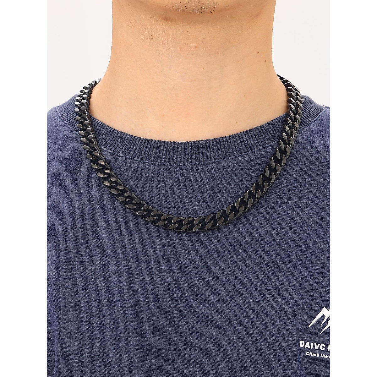 FindChic Black Chain Necklace for Women, Chunky Curb Chain Necklace Hip Hop Jewelry Thick 12MM 18inch Cuban Link Chains