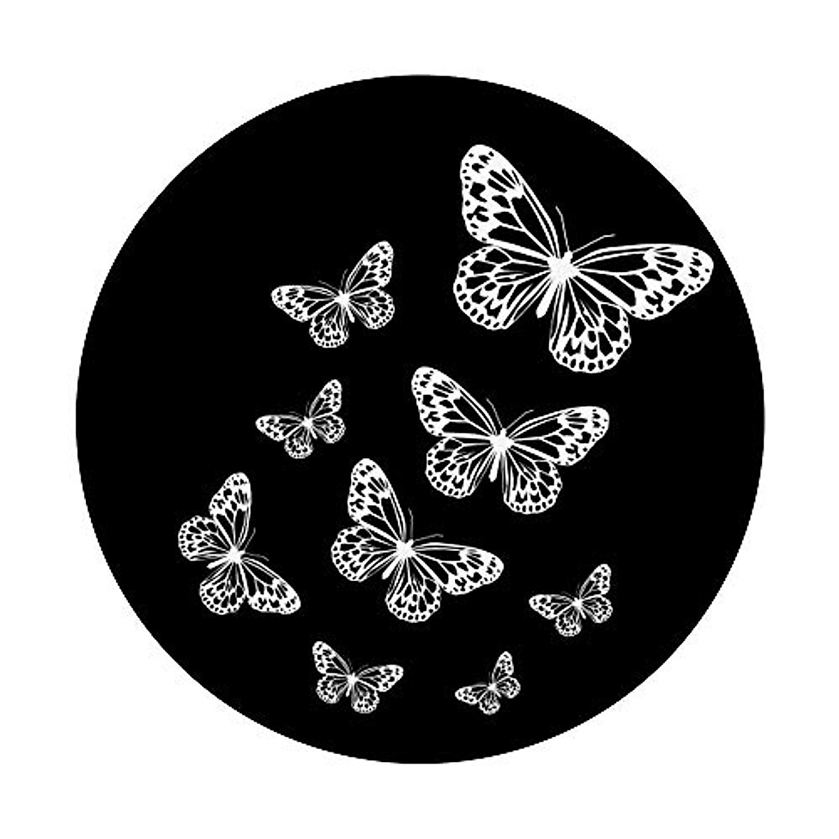 White Butterflies Black Background PopSockets Swappable PopGrip