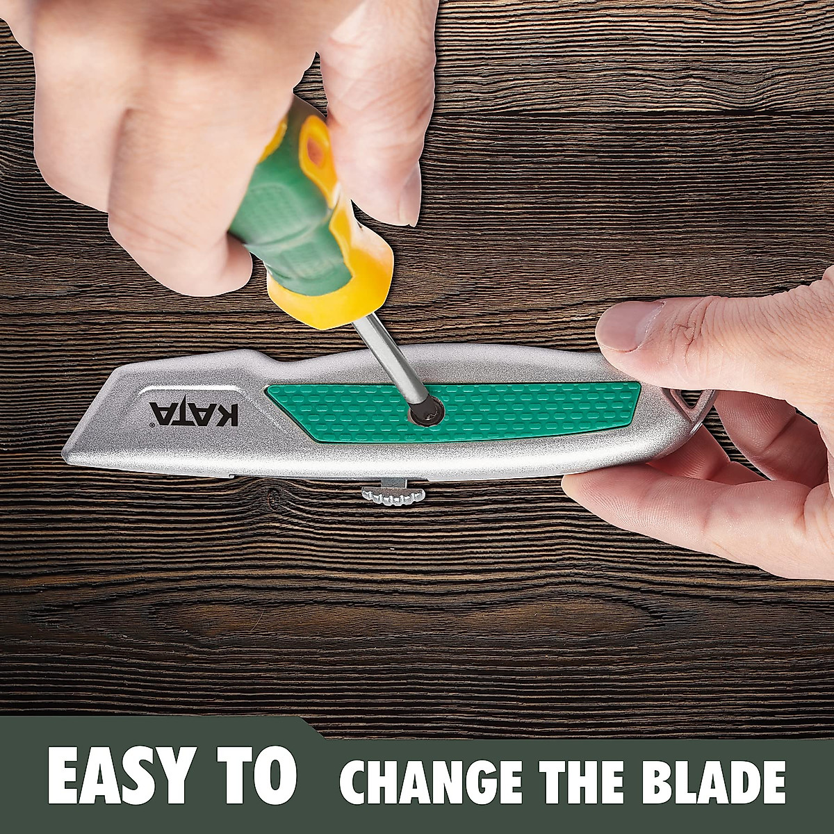 KATA 2 Pack Retractable Utility Knife,Heavy Duty Box Cutters for Cardboard, Boxes, Cartons and Rope,Rubbery Handle,with Extra 10pc SK5 Sharp Blades,GREEN