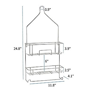 Shower Caddy over Shower Head Hanging Shower Organizer Rust Proof with 10 Razor Hooks Bathroom Shampoo Holder with Towel Rack Shower Storage Shelf-Chrome-Stainless Steel