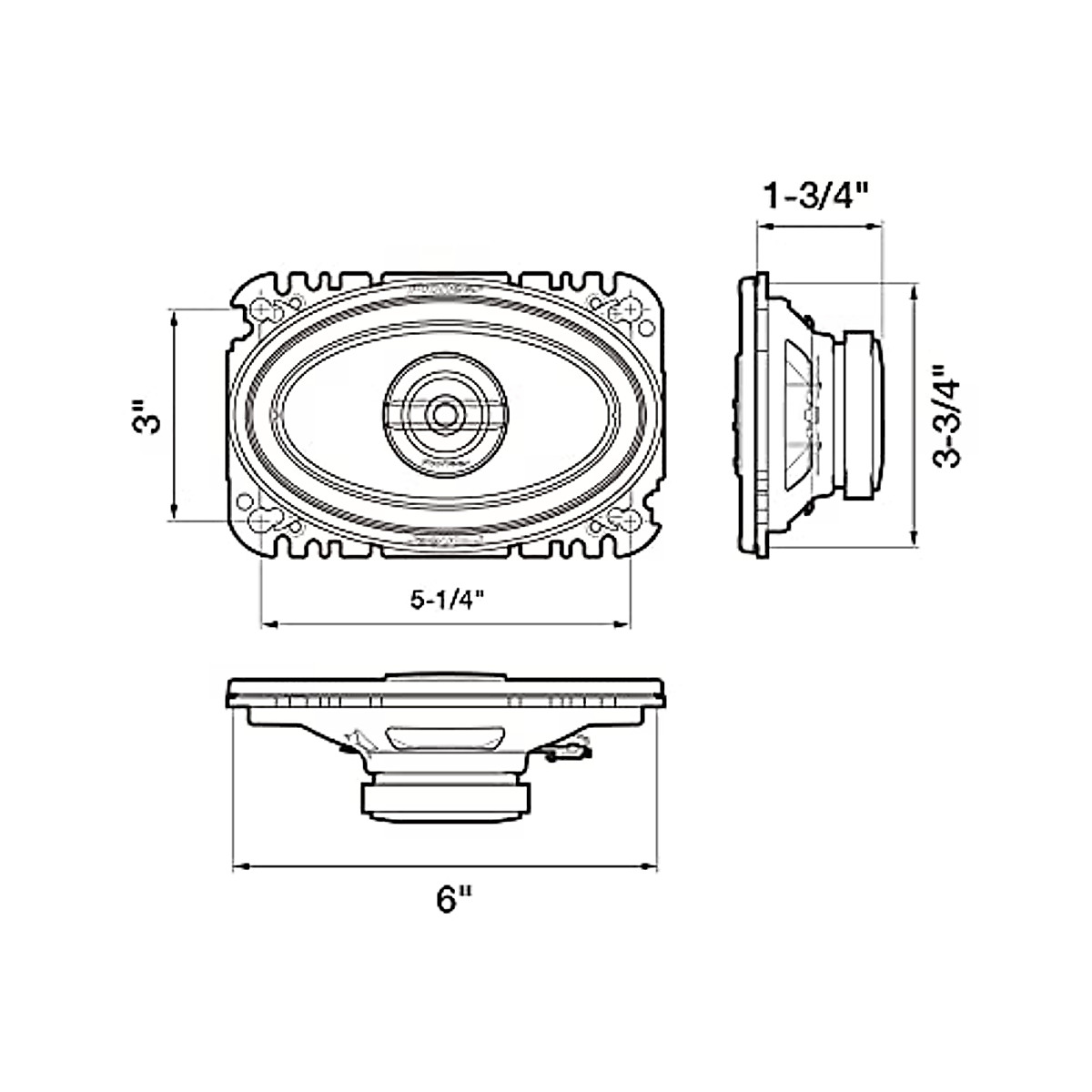 Pioneer Ts-G4620s G-Series 4" X 6" 200-Watt 2-Way Coaxial Speakers 8.30in. x 6.90in. x 2.60in, Black, TSG4620S