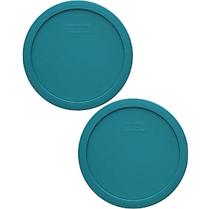 Pyrex Bundle - 2 Items: 7402-PC 7-Cup Turquoise Plastic Storage Lids