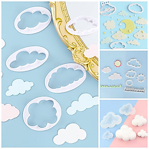 14 Pieces Cloud Shape Mold Set, 11 Pieces Cloud Cookie Cutters and 3 Pieces 3D Cloud Silicone Molds Fondant Cloud Cutter Cake Mold Fondant Cutter (Cloud)