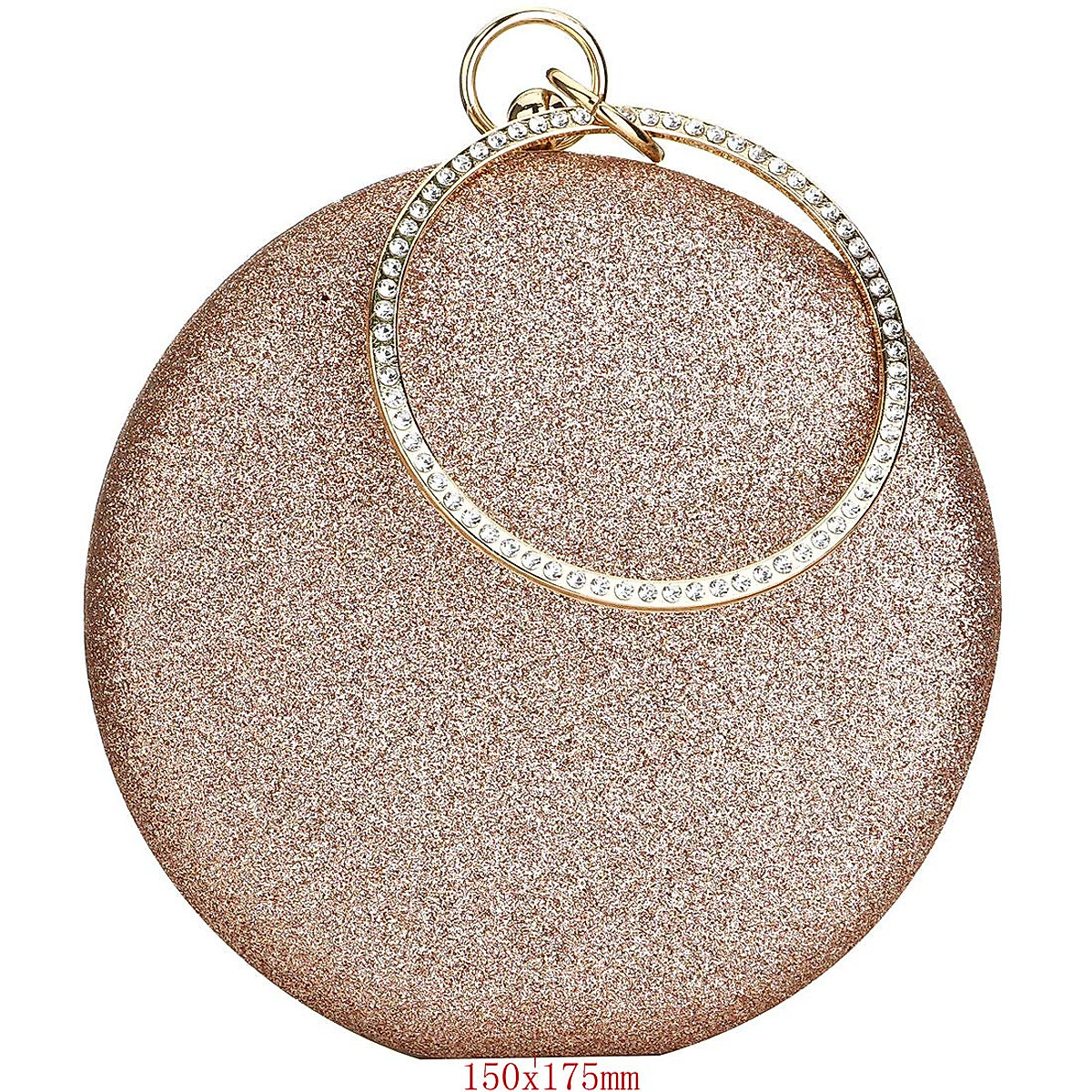 Gets Women Top Handle Handbags Tote Bag Purse Clutch Bag With Chain Circular Ring With Rhinestone