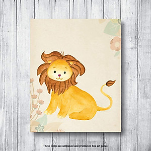 Safari Nursery Decor Jungle Baby Animals Prints for Nursery Decor Art - Large Giant Collection - 6 UN-Framed Neutral Kids Stuff Animal Theme Wall Prints. Elephant Giraffes boy Lion Buddies (5x7)