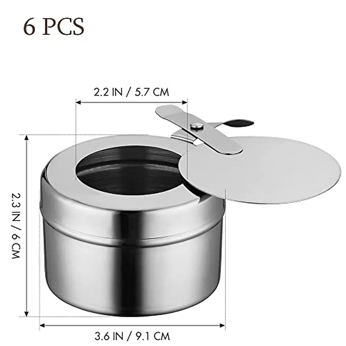 Angoily 6PCS Stainless Steel Fuel Holder with Safety Cover, Chafer Wick Fuel Holder, Buffet Warmer Warming Trays Perfect for Buffets and Catering Events