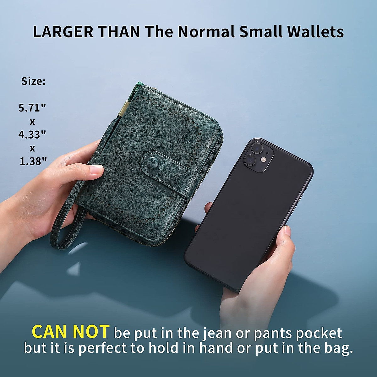 GAEKEAO Leather Credit Card Holder Wallet for Women RFID Blocking Large Capacity Bifold Zipper Card Case Organizer with Wristlet 32 Slots