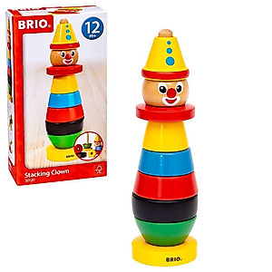 BRIO Infant & Toddler 30120 - Stacking Clown - 9 Piece Wood Stacking Toy for Kids Ages 1 and Up