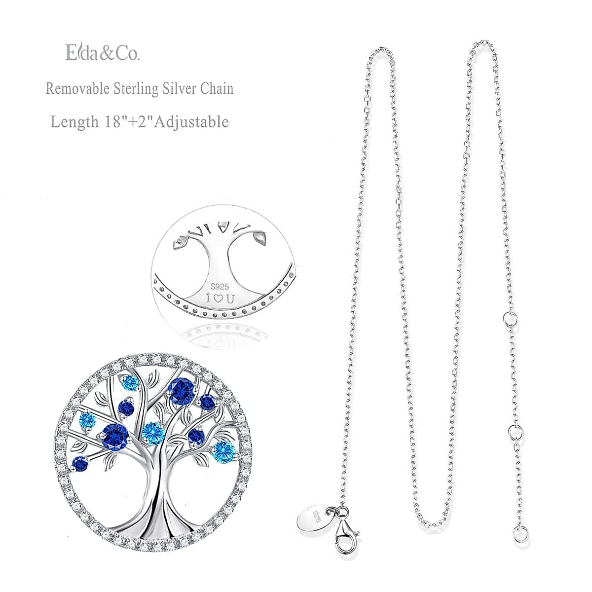 Birthday Gifts for Wife Mum Tree of Life Necklace Women September Birthstone Blue Sapphire Necklace for Her Fine Jewelry