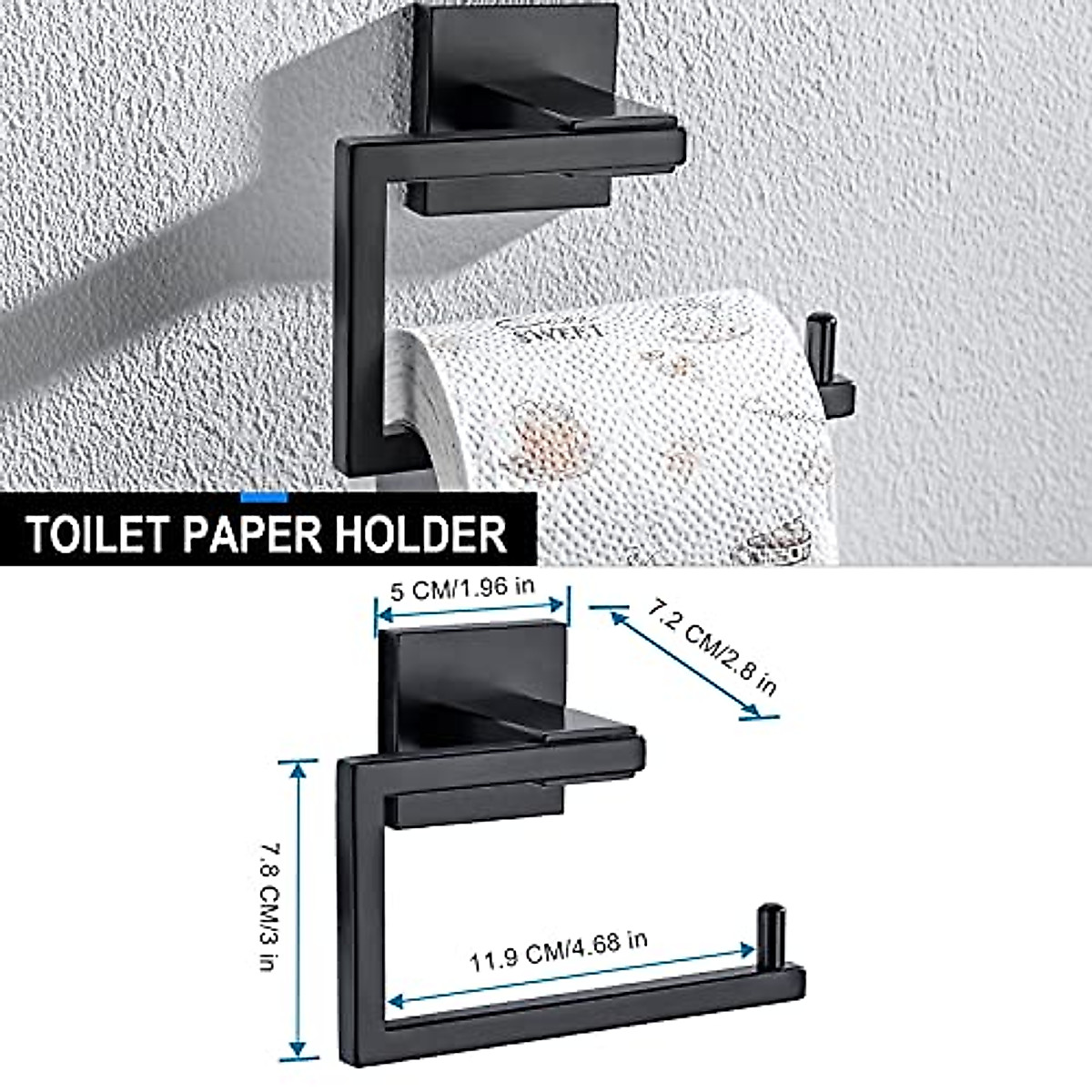 YACVCL 5-Piece Bathroom Hardware Accessories Set 23.6 inch Towel Bar Towel Rack Sets Modern Towel Ring Kit Stainless Steel Wall Mounted (Matte Black)