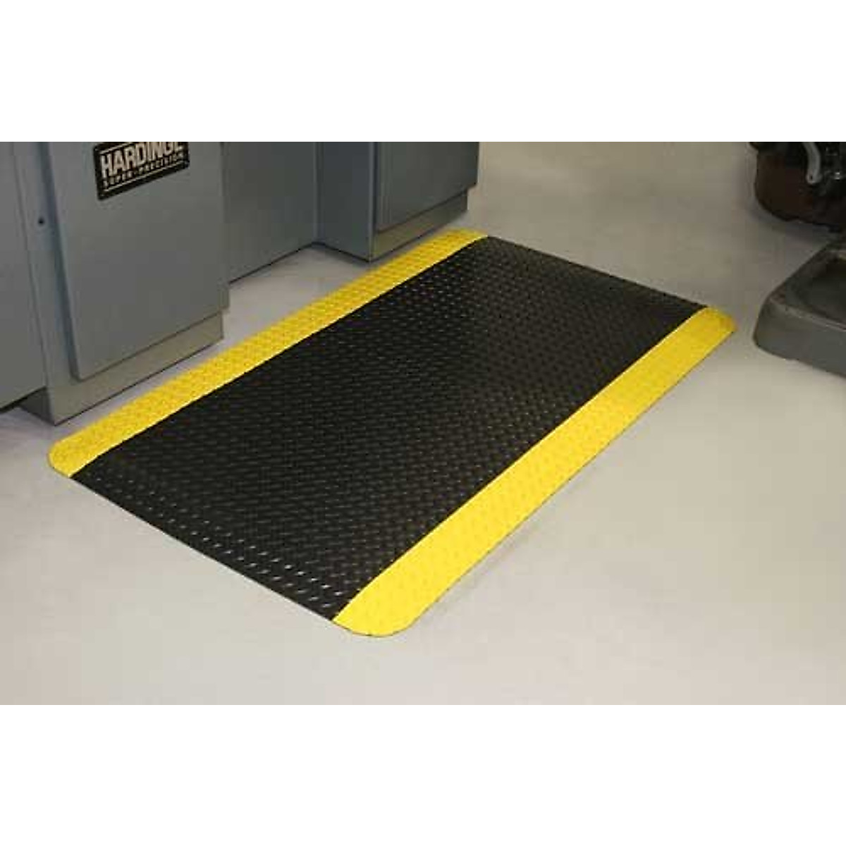 Durable Corporation-442S Vinyl Heavy Duty Diamond-DEK Sponge Industrial Anti-Fatigue Floor Mat, 2' x 3', Black with Yellow Border