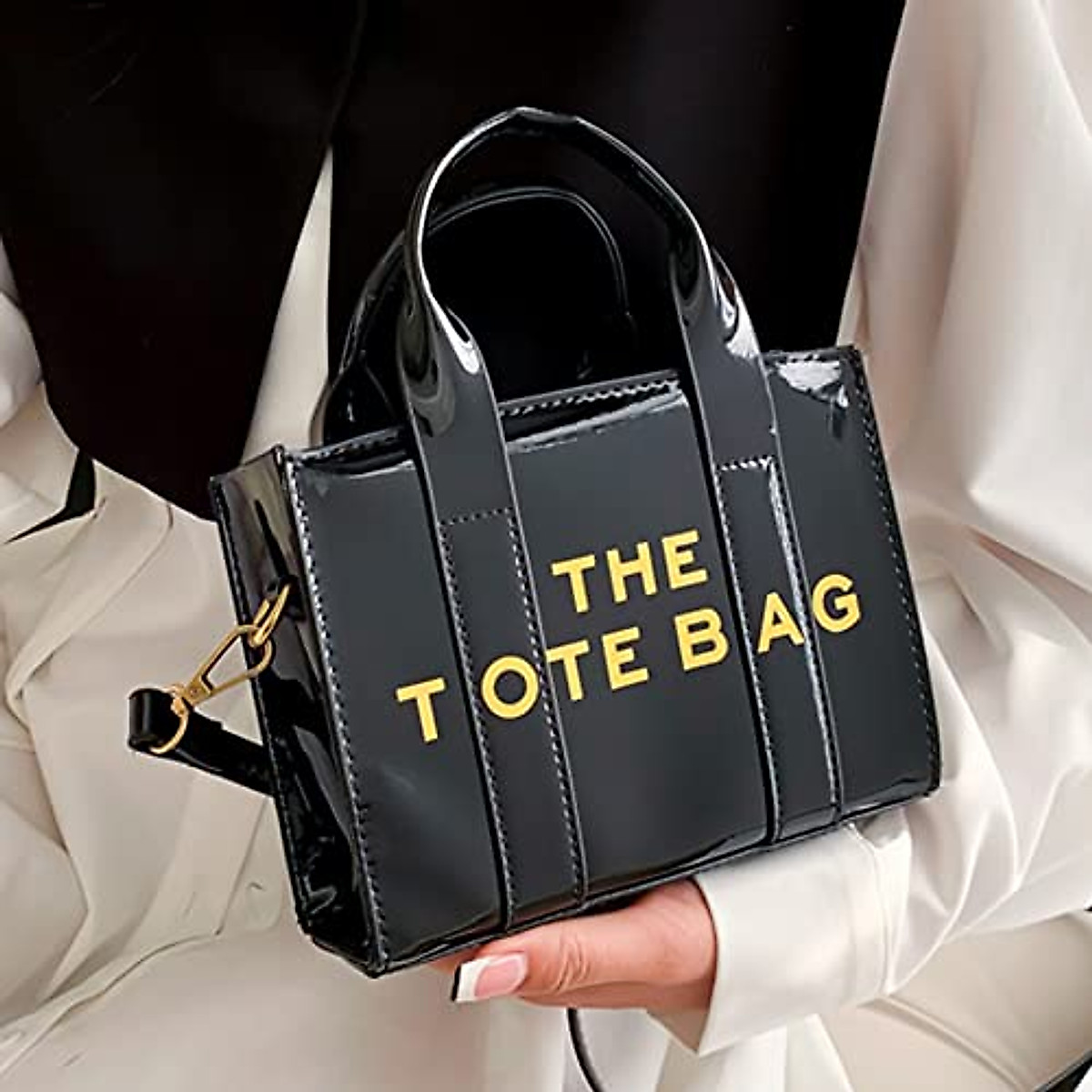 JQWSVE The Tote Bag for Women Shiny Patent Leather Handbag Purse Designer Luxury Top-handle Shoulder Crossbody Bag