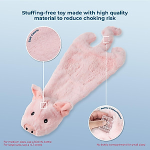 Best Pet Supplies 2-in-1 Stuffless Squeaky Dog Toys with Soft, Durable Fabric for Small, Medium, and Large Pets, No Stuffing for Indoor Play, Holds a Plastic Bottle - Pig, Medium