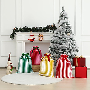 DYSHAYEN Santa Sack Christmas Bag,Extra Large Size 27"x19.5"Canvas Heavy Duty Personalize Gift Bag for Kids,Party Decoration (Stripe)
