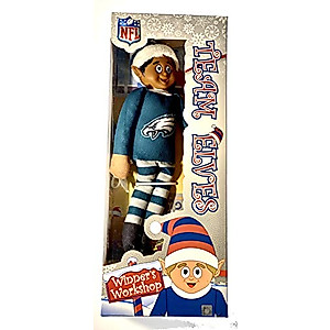 FOCO Philadelphia Eagles Ebony NFL Bench Buddy Shelf Elf - Limited Edition NFL Team Christmas Elf - Plush Toy Travel Companion, Home or Tailgate
