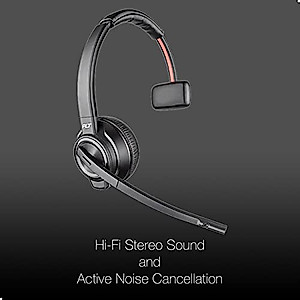 Global Teck Worldwide GTW Poly Savi 8210 Office Bluetooth Wireless DECT Single-Ear Headset - Connects to Deskphone, PC/Mac - Works with Teams, Zoom, RingCentral, 8x8, Vonage, Microfiber Included