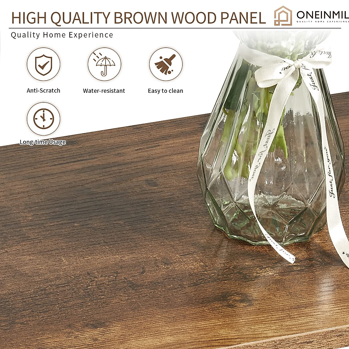 oneinmil Double Wide 6-Tier Bookcase, Industrial Bookshelf with Metal Frame, Open Large Book Shelf, Wood and Tall Display Shelves for Home and Office, Rustic Brown and Black