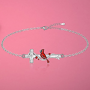 Cross Red Cardinal Bracelet for Women Memorial Cardinal Appear When Angels Are Near Cardinal Bracelets Cute Bird Sympathy Jewelry Gifts for Loss of Loved One