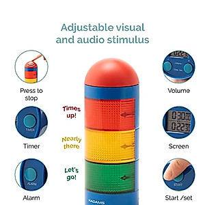 Kadams Visual Timer for Kids with Audio Alarm - Traffic Light Alarm for Kids, Teachers, Classroom, Home, Time Management Tool with Light Timer, 24hr Countdown, Pause Function, Auto Timer - Blue