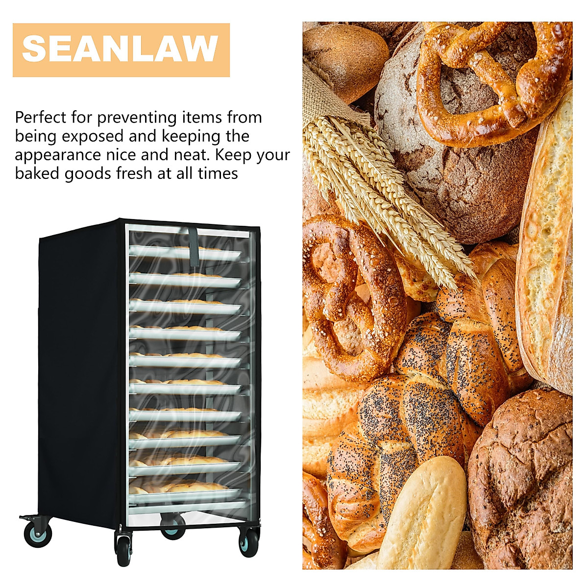 Pan Rack Cover， 23x28x32in，High Density Waterproof and Dustproof Bakery Rack Cover，Pan Rack Cover with Zipper