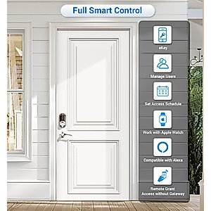 Veise Smart Locks for Front Door, 2 Lever Handles, Fingerprint Keyless Entry, App Control Biometric Door Lock Set, Electronic Digital Touchscreen Keypad Deadbolt, Easy Install, Auto Lock, Satin Nickel