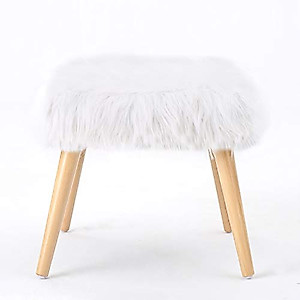 Christopher Knight Home Huxley Faux Fur Ottoman, White