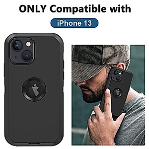 Aimoll-88 for iPhone 13 Case, iPhone 14 Case,with Built in Screen Protector Heavy Duty Drop Protective Phone Case, Military Grade Full Body Shockproof Dust Proof Cover for Apple iPhone 13 (Black II)