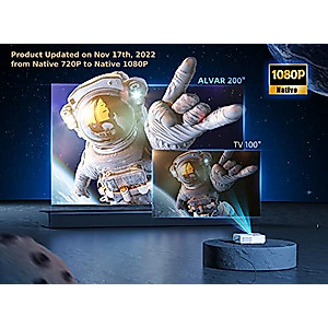 ALVAR Native 1080P Bluetooth Projector w/ 100'' Screen, 4K Supported, 10000 Lux & 400 ANSI Portable Outdoor Movie Projector w/ 60000 Hrs LED Lamp Life, Compatible with TV Stick, HDMI and USB