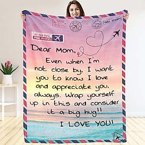 Warmstorey Gift for Mom Blanket from Daughter - Son - Children for Christmas, Dear Mom to My Mom Letter Blanket, Happy Birthday Mom Gifts from Daughters Sons, Mom Blanket for Mother Mommy Mama