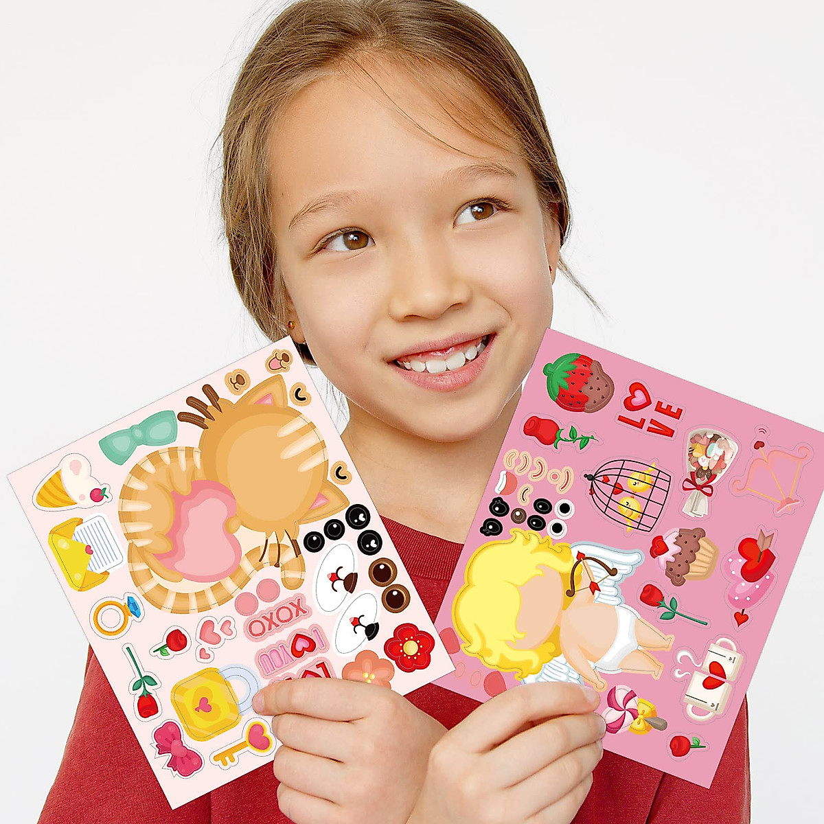 48 Sheets Valentines Stickers for Kids Make Your Own Valentines Sticker Sheets Home Classroom Party Favor Art Craft School Rewards