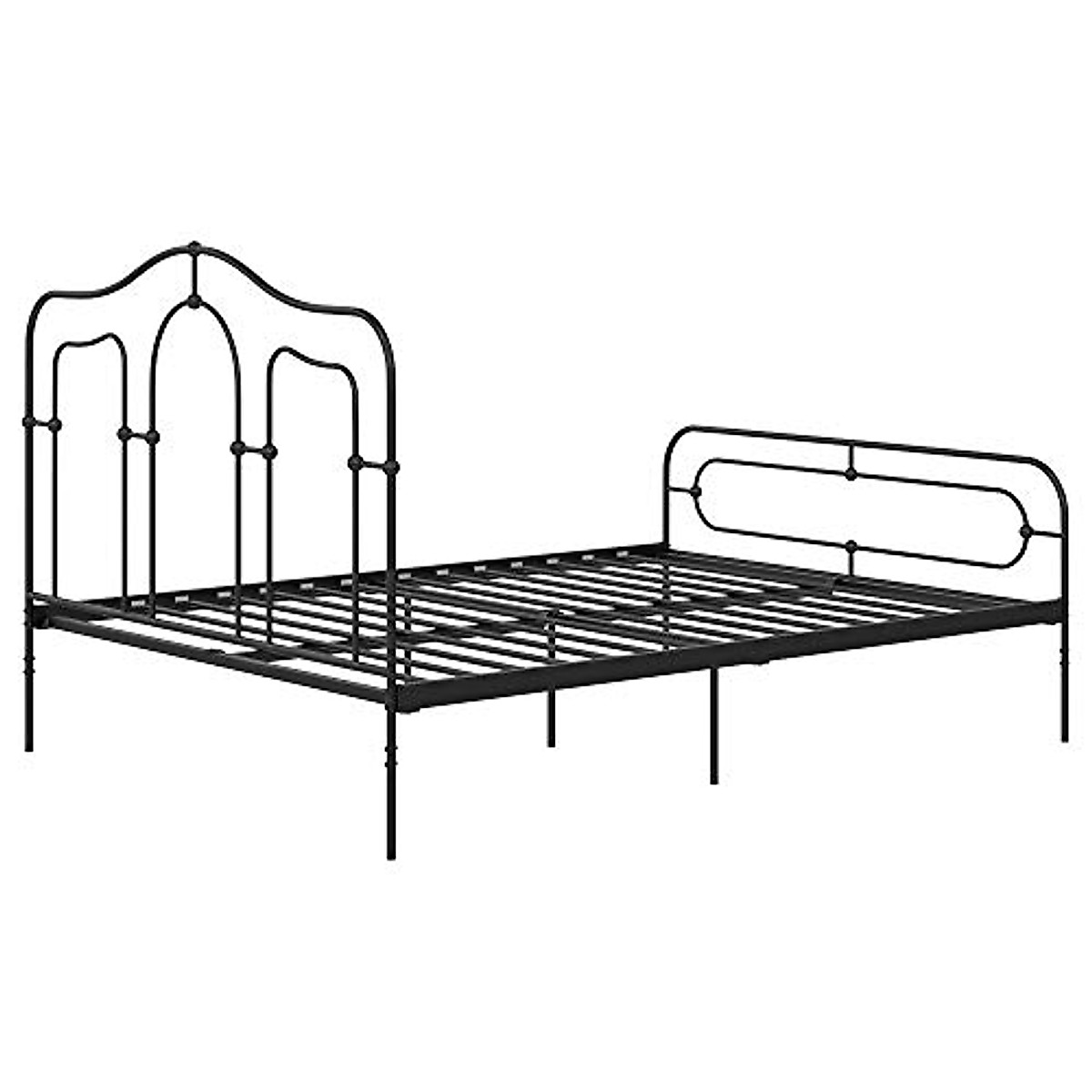 Mr. Kate Primrose Metal Bed with Secured Slats, Headboard and Footboard, Queen Size Frame, Black