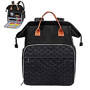 BAGSFY Knitting Bag Backpack, Large Yarn Bag for Crocheting, Crochet Bag Organizer, Yarn Storage Travel Bag, Crochet Bags and Totes, Knitting Tote Bag for Knitting Accessories and Projects（Black）