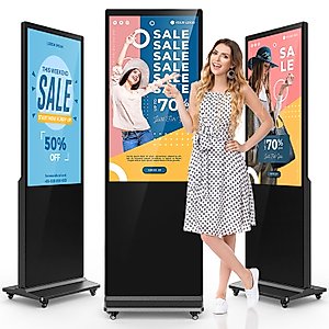 antfraer 43" Digital Signage Kiosk, 2K Resolution Digital Signage, Android 11.0 OS 4GB RAM& 32GB ROM Indoor Advertising Display Totem with WiFi & HD Inputs Non-Touchscreen Digital Signage Player