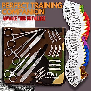 Sterile Mixed Sutures Thread with Needle Plus Training Tools - Military First Aid Emergency Survival Drill; Camping Travel Preparedness; Military Trauma Kit; Vet Student's Use (49PK Mixed Tools)