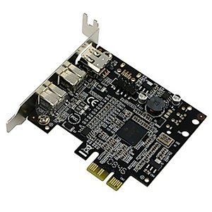 Syba Low Profile PCI-Express Firewire Card with Two 1394b Ports and One 1394a Port (2B1A), TI Chipset, Extra Regular Bracket SD-PEX30009