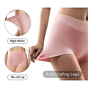 MEIYATING Boy Shorts Underwear for Women High Waisted Boxers Briefs Cotton Panties Boyshort Stretch 4 Pack