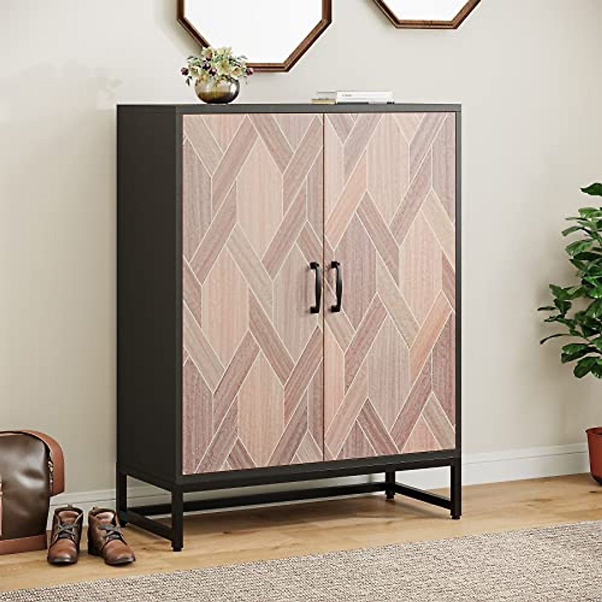 LITTLE TREE Shoe Storage Cabinet for Entryway, Modern Shoe Organizer Cabinet with Removable Shelves for 16-20 Pairs