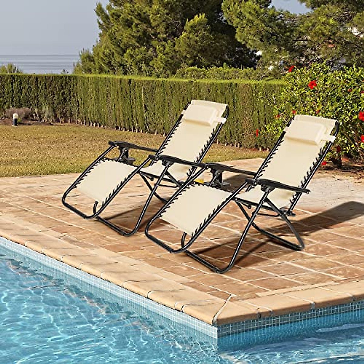 Tiktun Portable Camping Folding Beach Chair Beige