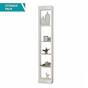 BALUS 97" W Murphy Bed with 2 Storage Cabinets, Queen Size Murphy Cube Cabinet Bed, Solid Wood Fold up Horizontal Murphy Wall Bed, Folding Bed Frame for Guest Room Bedroom Apartment - White