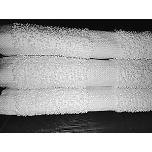 120 NEW WHITE SPA GYM SALON HAND TOWELS CAM BORDER 100% COTTON 15X25 2.25LBS/DZ