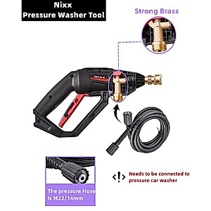 Short Wand Pressure Washer Gun Connect M22/14 Hose With 5-In-1 High Pressure Spray Nozzle，1/4 Inch Quick Connector For Power Car Wash Accessories Kit