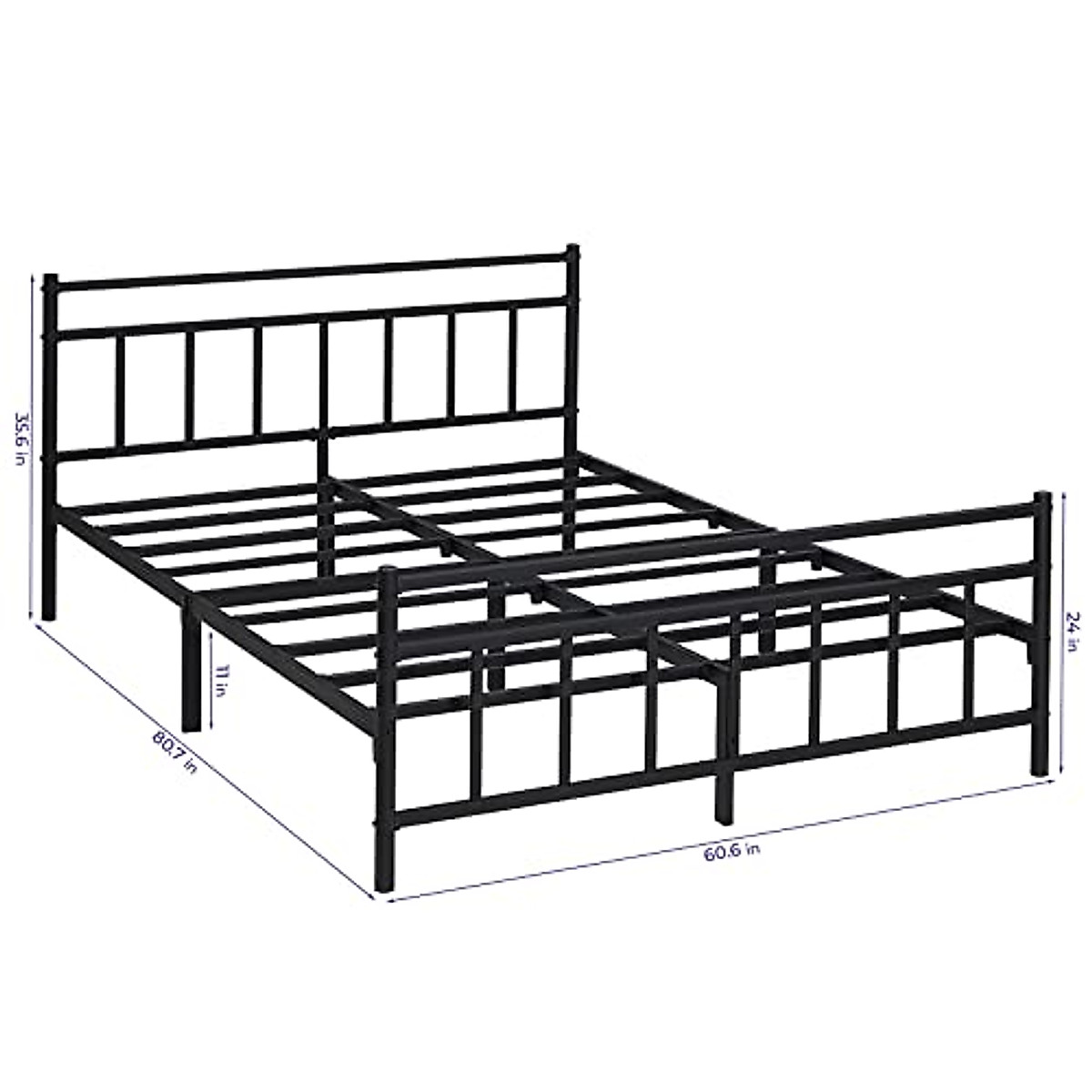 GreenForest Queen Bed Frame with Headboard Metal Platform Bed Heavy Duty No-Noise Steel Slats Support Mattress Foundation, No Box Spring Needed, Queen Size