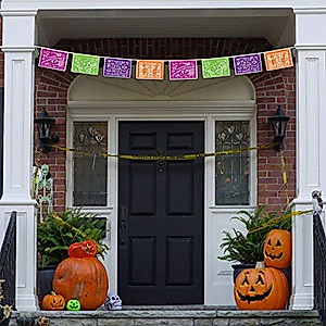 Beistle - 941 Beistle Day of the Dead Picado Style Pennant Banner Hanging Decorations, Halloween Party Supplies, 8" x 12', Multicolored