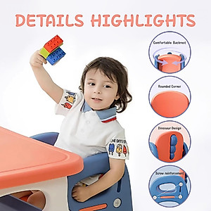 Kids Table and Chair Set, Activity Table for Kids with Storage Shelf Ideal for Preschool, Kindergarten, Easy to Clean,Durable and Drawing,Toddler Table and Chair Set(Coral red)