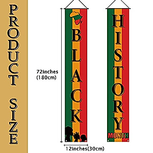 Happy Black History Month Porch Banner African American Decoration Front Door Sign Wall Hanging Party Fireplace Black Red Yellow Decorations and Supplies for Home Office
