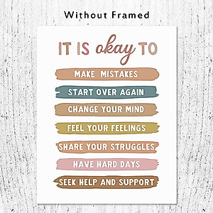 It's Okay To Make Mistakes, Boho Classroom Decor, Therapy Office Decor, Calm Corner, Anxiety, Classroom Wall Decor, School Counselor Office Decor, Be Yourself, Unframed (11x14 INCH)