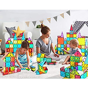 Jasonwell 65pcs Magnetic Tiles Building Blocks Set for Boys Girls Preschool Educational Magna Construction Kit Magnet Stacking STEM Toys Birthday Gifts for Kids Toddlers 3 4 5 6 7 8 9 10 + Year Old