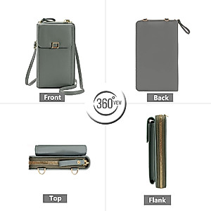 PORT&LOTUS Small Crossbody Bags for Women Cell Phone Purse Ladies Clutch Wallet Women's Crossbody Handbags PU Leather Mini Shoulder Bags Card Holder Green 3